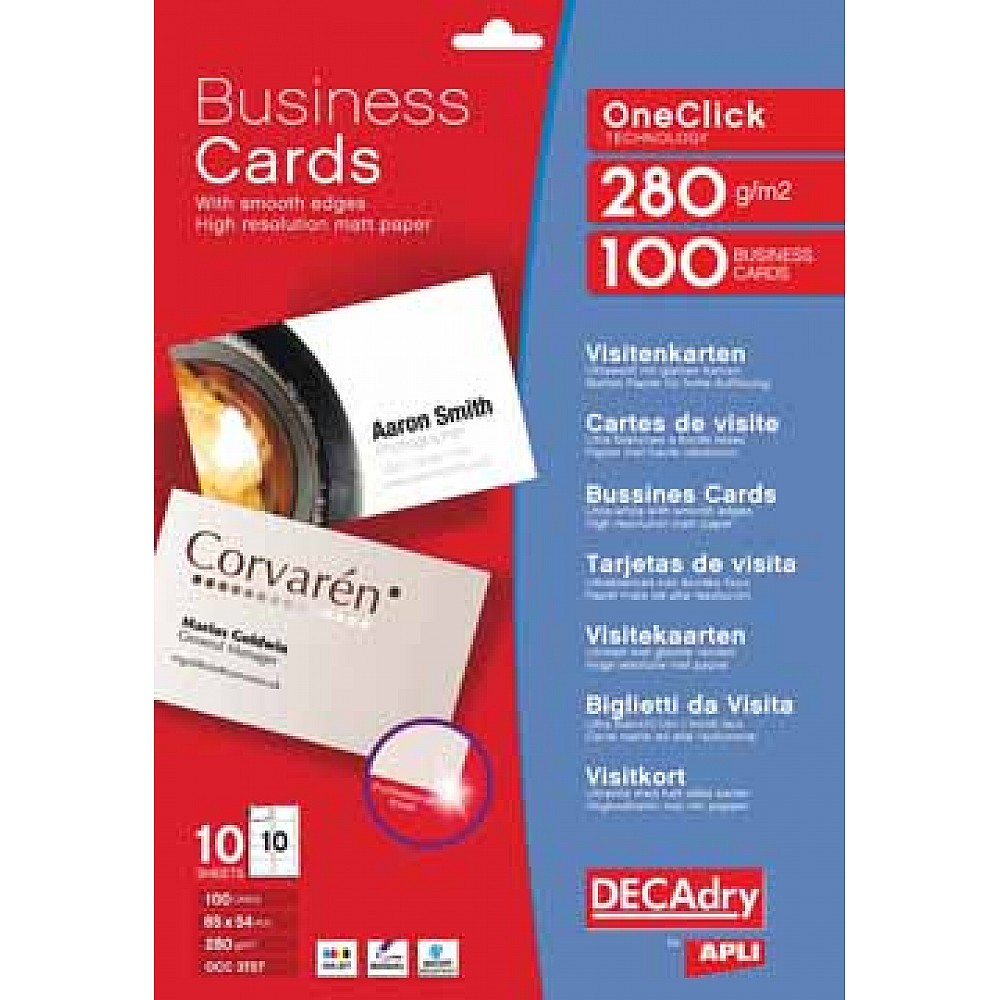 DECADRY VISITEKAARTJES ONE CLICK MAT 100st | Kwarto.be