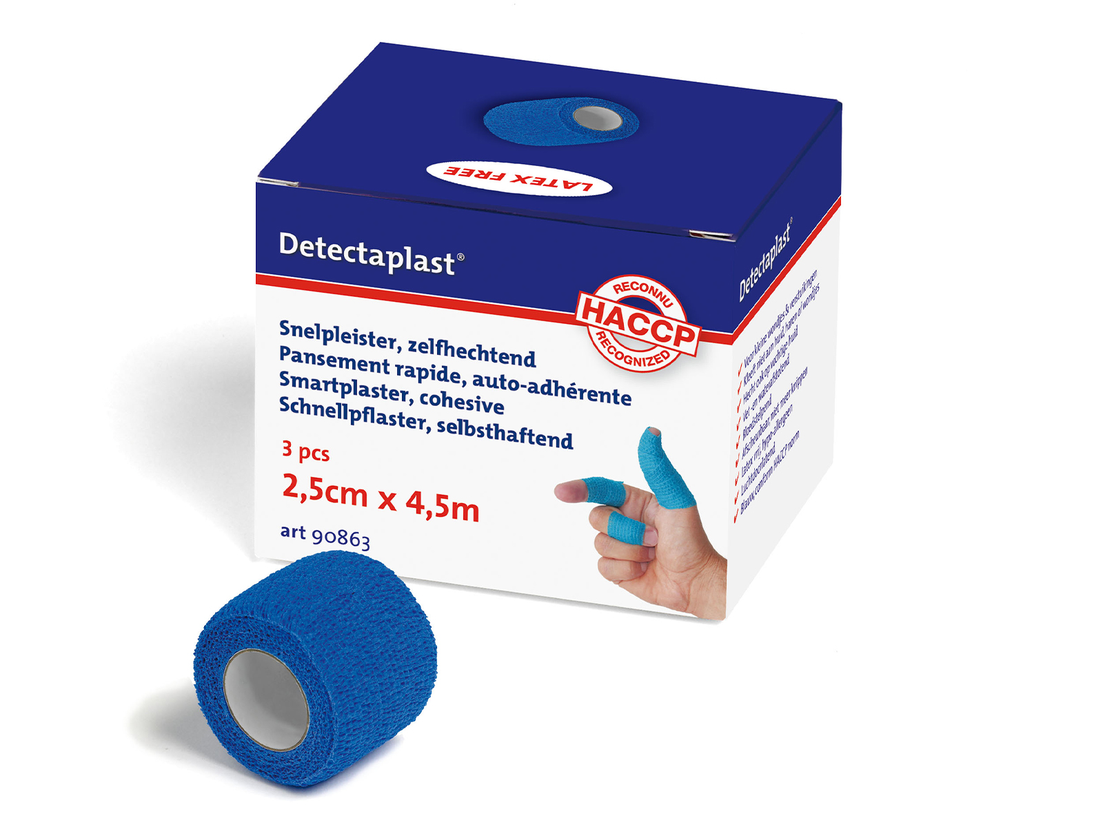 DETECTAPLAST smartplaster non woven bandage blue 2.5x4.5 3st | Kwarto.be